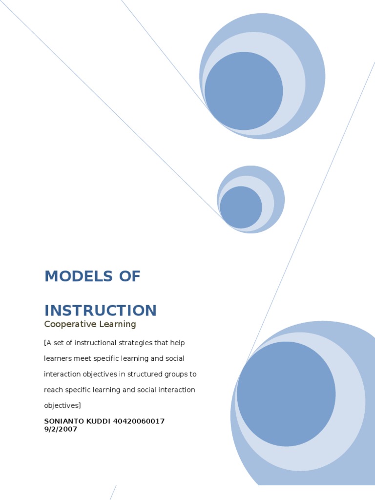 Models of Instruction Cooperative Learning | PDF | Behaviorism | Teachers