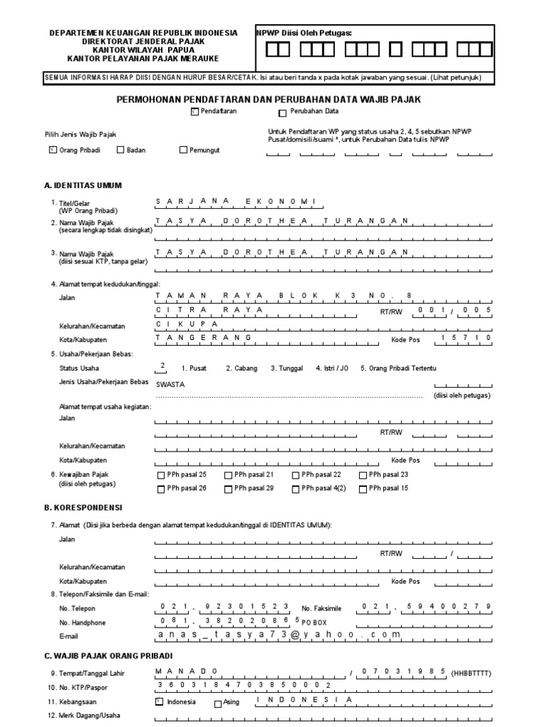 Form NPWP | PDF