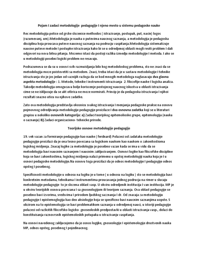 Metodologija Pedagoskog Istrazivanja | PDF