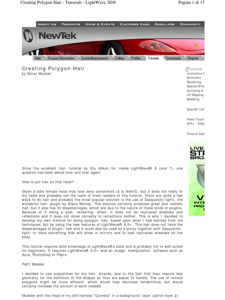 Hair Tutorial in Lightwave | Download Free PDF | Texture Mapping | Hair