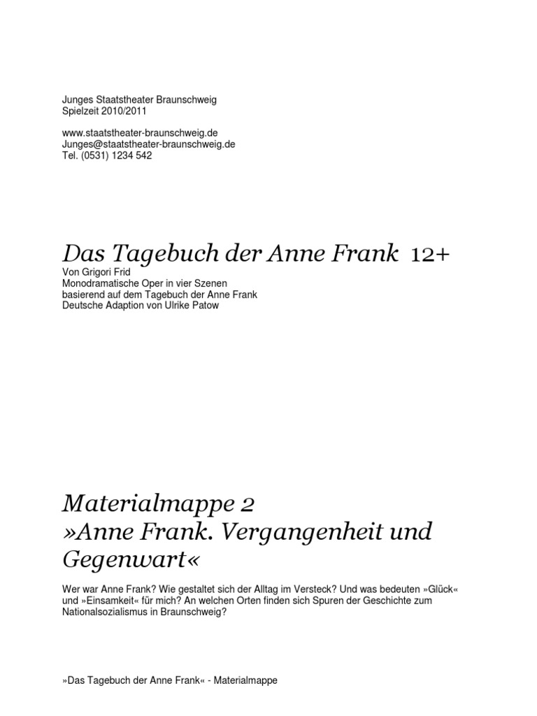 Anne Frank Libretto | PDF