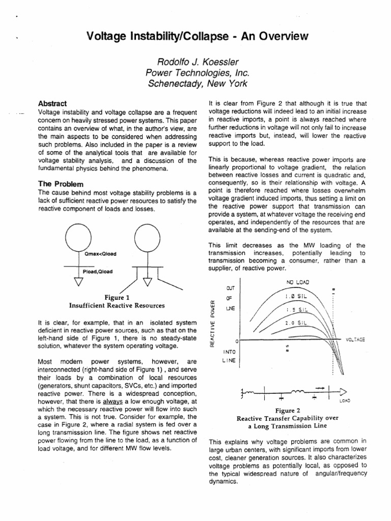 Voltage Instability Collapse an Overview | Electric Power Transmission ...