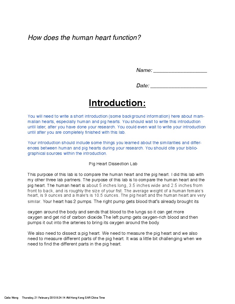 Pig Heart Dissection Lab Celia Rough PDF | PDF | Heart Valve | Atrium ...