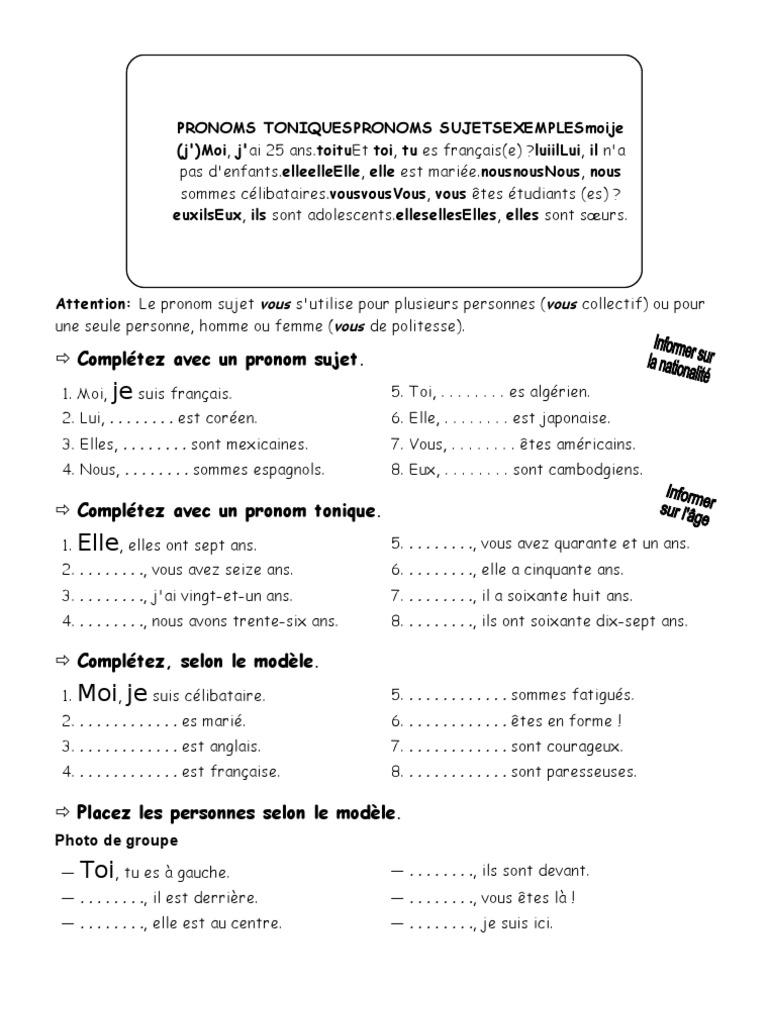 Pronoms Toniques | PDF