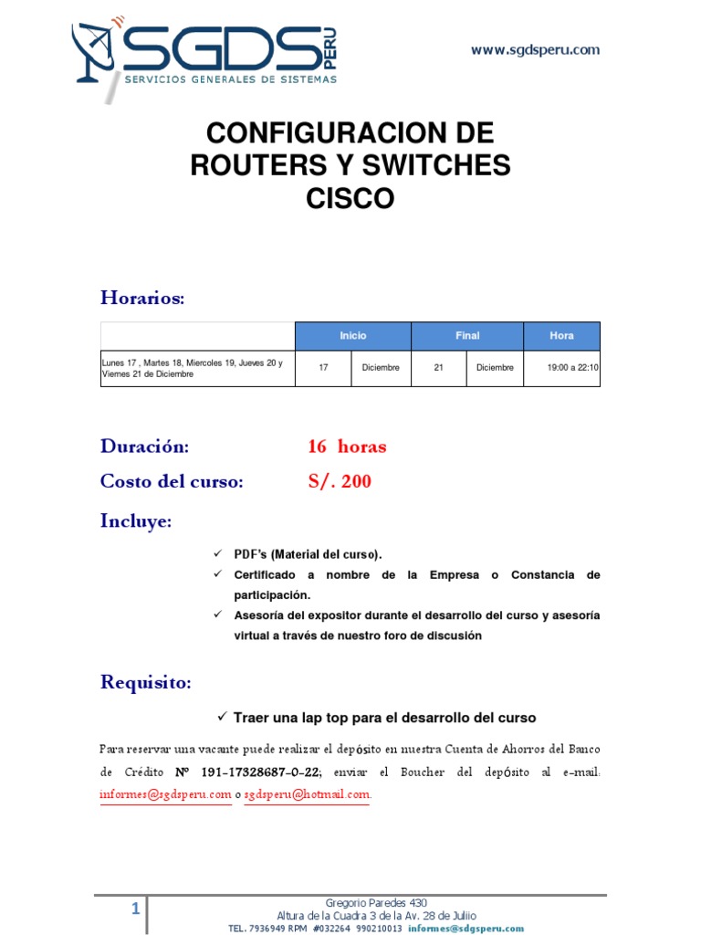 Curso Práctico de Configuracion de Routers y Switches Cisco | PDF ...