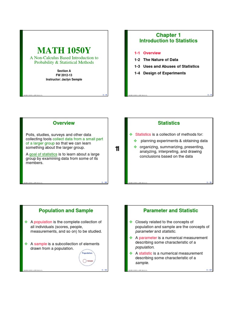 Statistics Lecture 1 Notes | PDF | Level Of Measurement | Survey ...