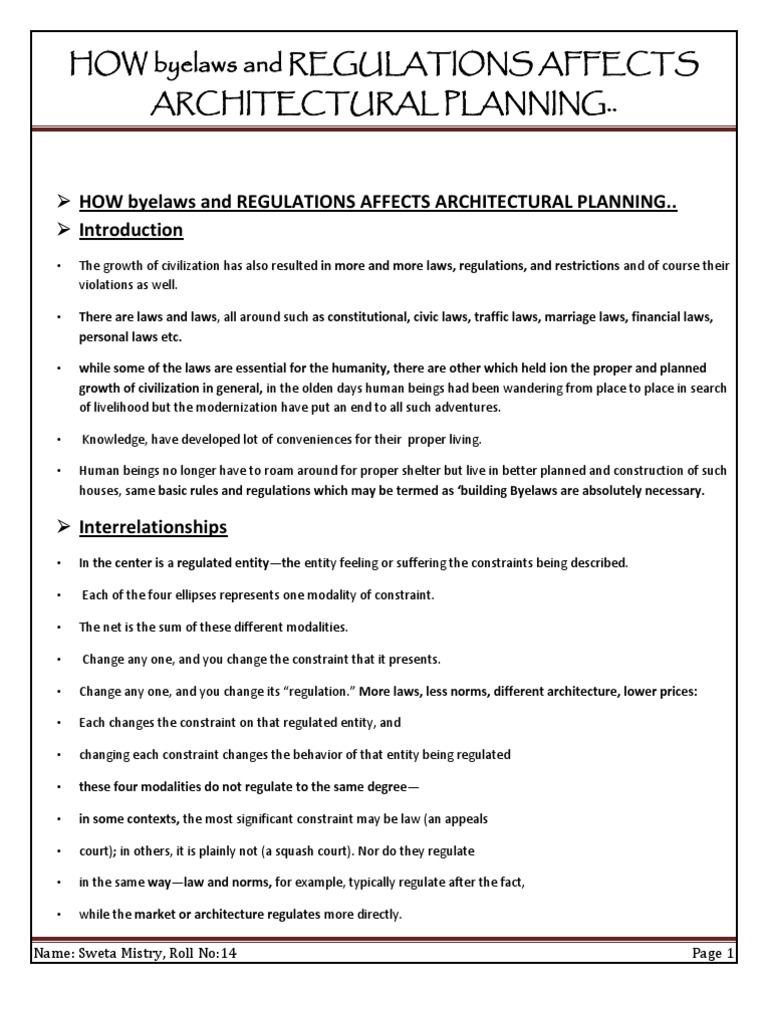 How Byelaws and Regulations Affects Architectural Planning | PDF ...