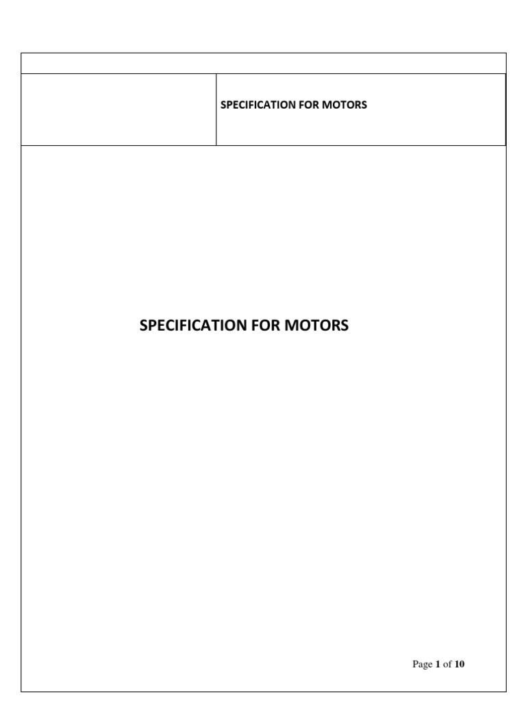 Specification For Motors | PDF | Bearing (Mechanical) | Specification ...