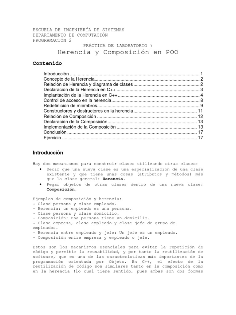 Herencia y Composición en POO - 001 | PDF | Herencia (Programación ...
