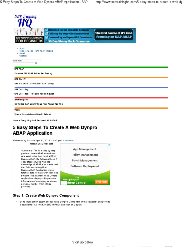 5 Easy Steps Web Dynpro ABAP | PDF | World Wide Web | Internet & Web