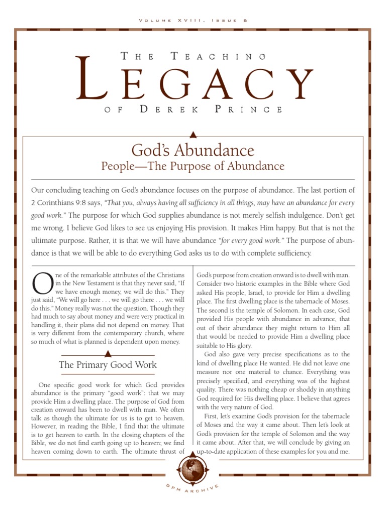Derek Prince - Legacy of Teaching! | PDF