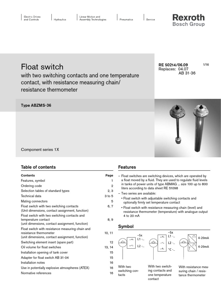 RE50214 Nivometer PDF | PDF | Switch | Electrical Connector