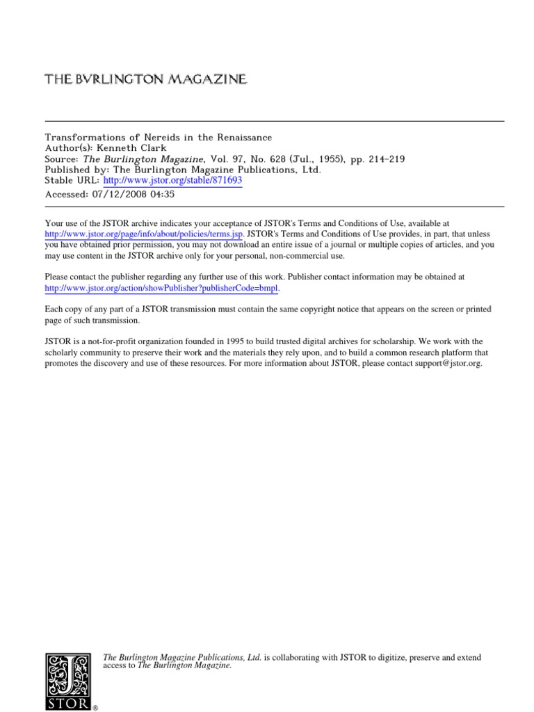 Transformation of Nereids in Renaissance | PDF | Library And Museum ...