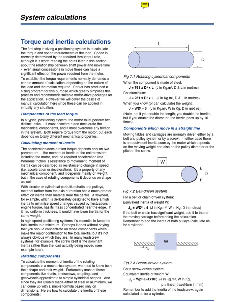 Torque and Inertia Calculations | PDF | Electromagnetic Compatibility ...