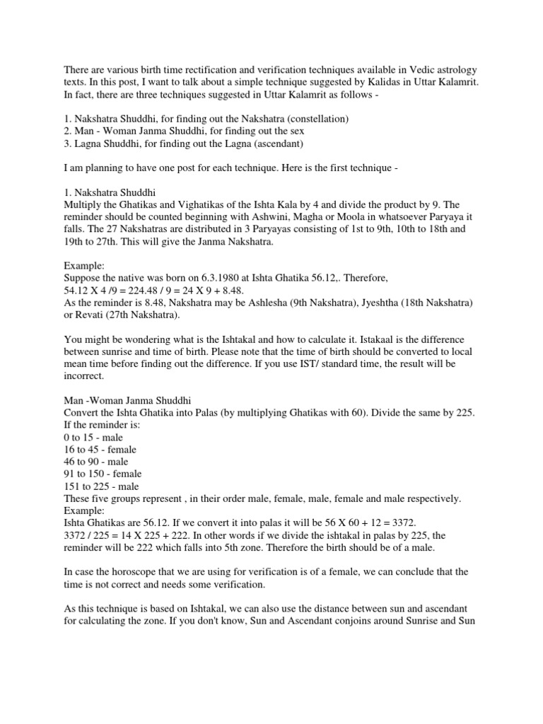 Birth Time Rectification Method | PDF | New Age Practices | Astrology