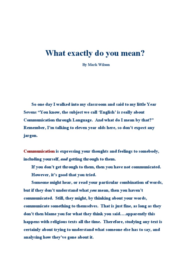 What Exactly Do You Mean? | PDF | English Language | Vocabulary