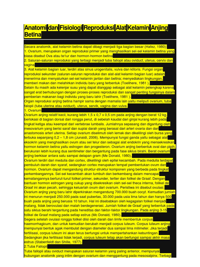 Anatomi Dan Fisiologi Reproduksi Alat Kelamin Anjing Betina | PDF