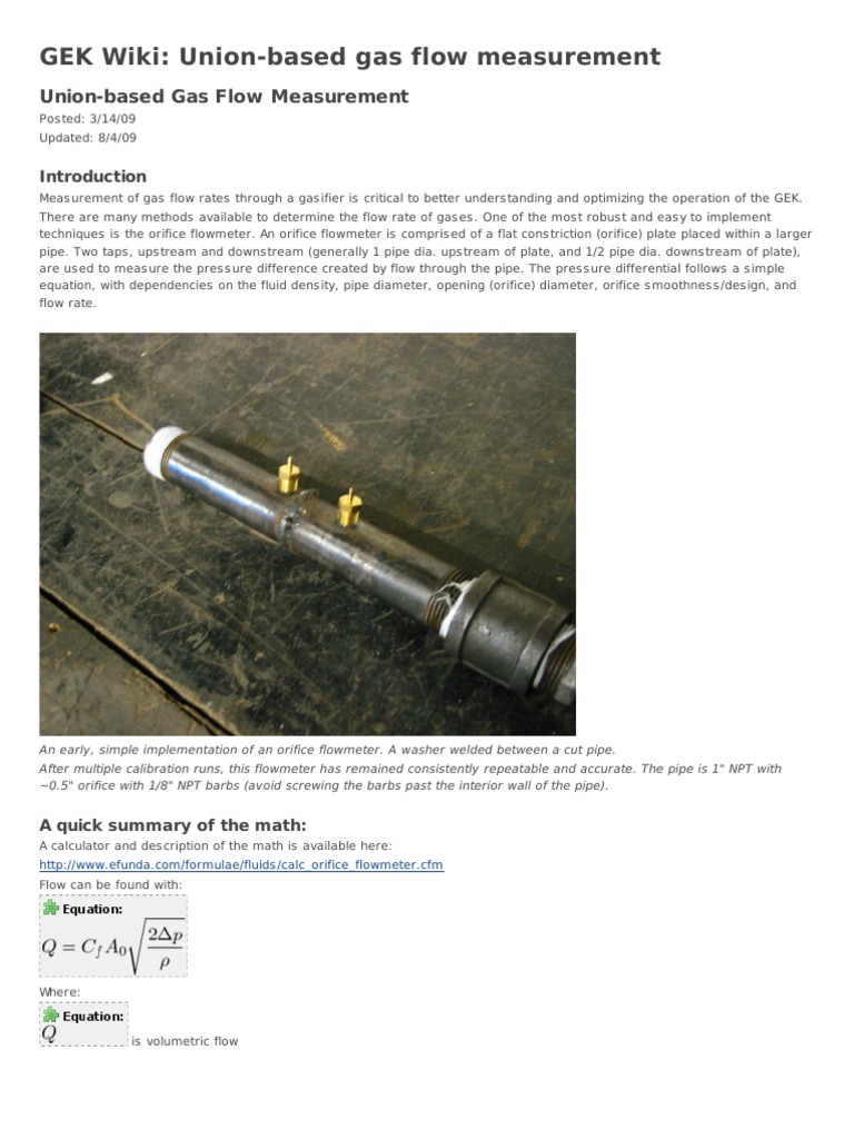 A Guide to Union-Based Gas Flow Measurement Using an Orifice Flowmeter ...