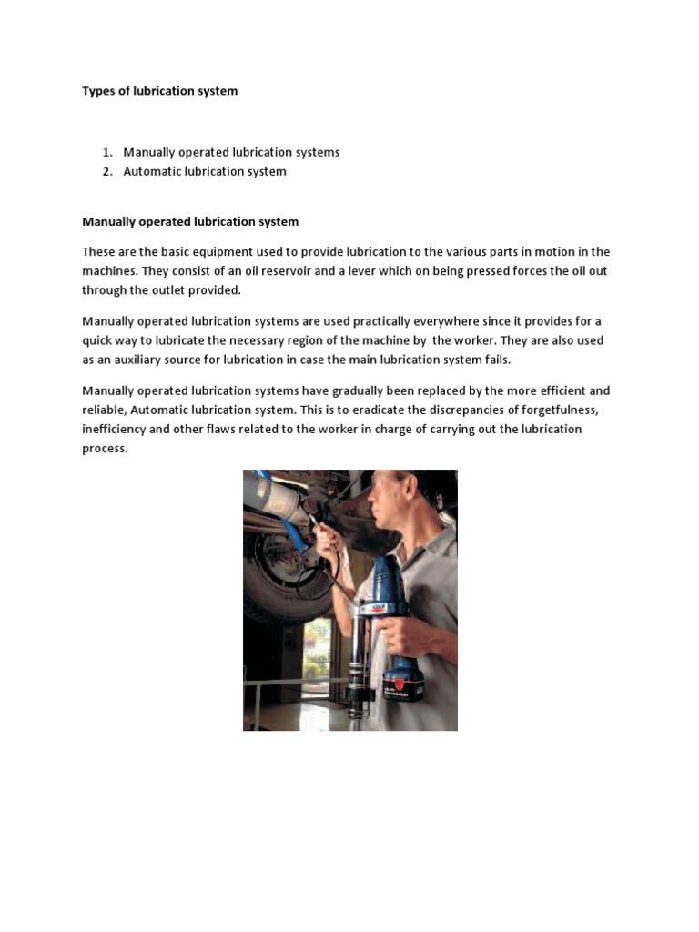 Types of Lubrication System | PDF | Production And Manufacturing ...