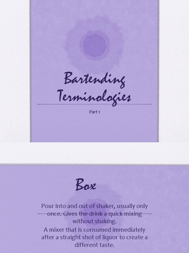 Essential Bartending Terminology Guide | PDF | Drink | Alcohol