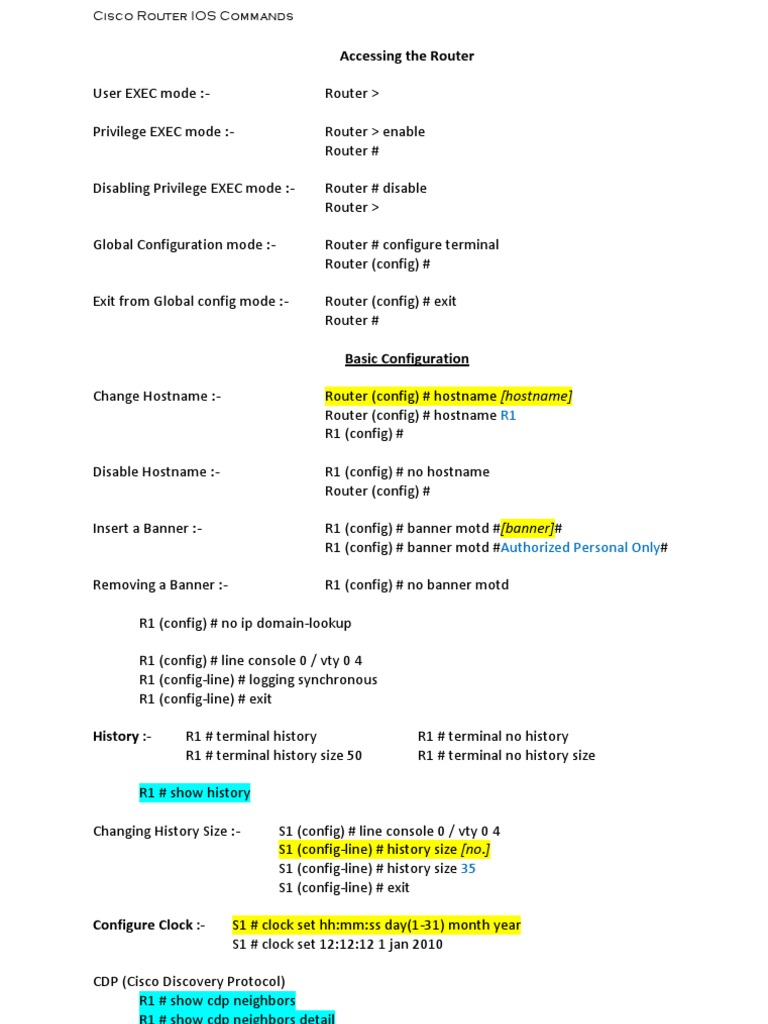 CCNA Commands | Download Free PDF | Ip Address | Computer Standards CCNA Commands | Download Free PDF | Ip Address | Computer Standards