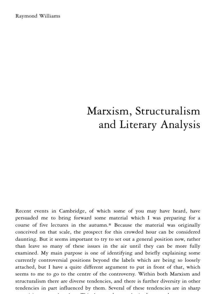 Williams R - Marxism Structuralism and Literary Analysis | PDF ...