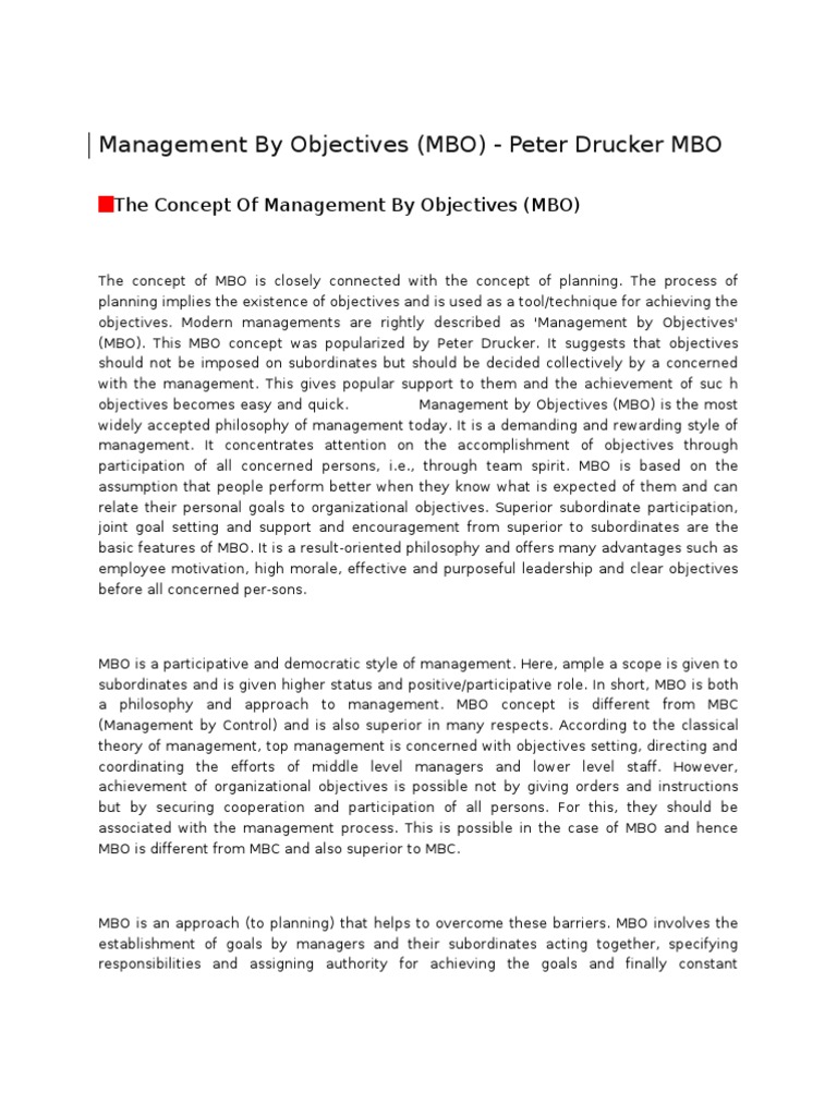 Management by Objectives (Peter Drucker) | PDF | Goal | Goal Setting
