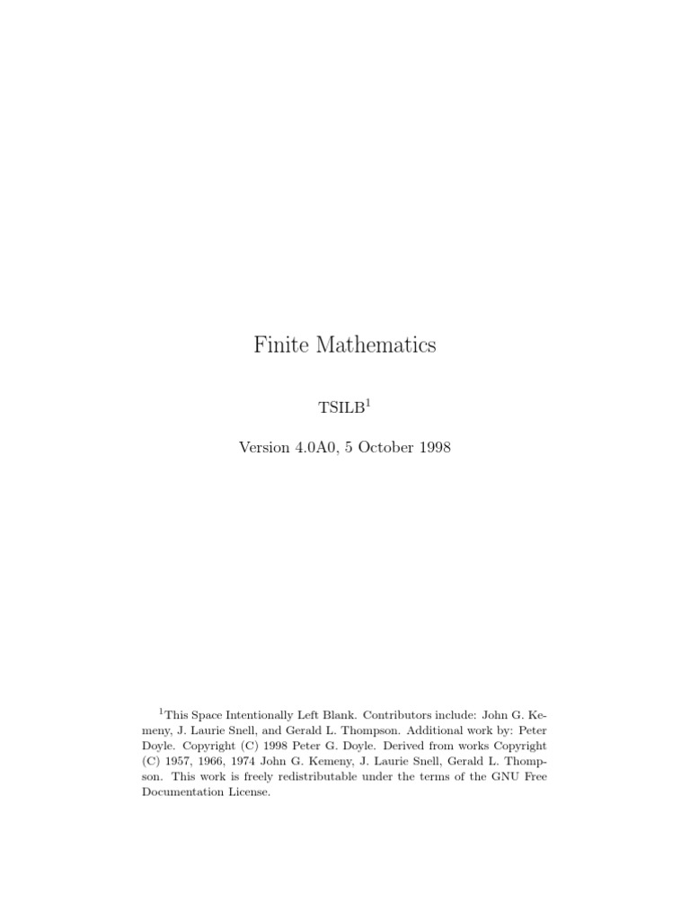 Finite Mathematics: Tsilb Version 4.0A0, 5 October 1998 | PDF | Numbers ...