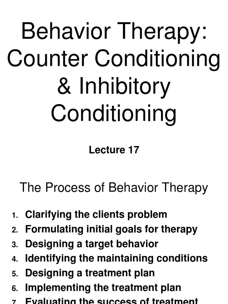 Behavior Therapy - Counter & Inhibitory Conditioning | PDF | Classical ...