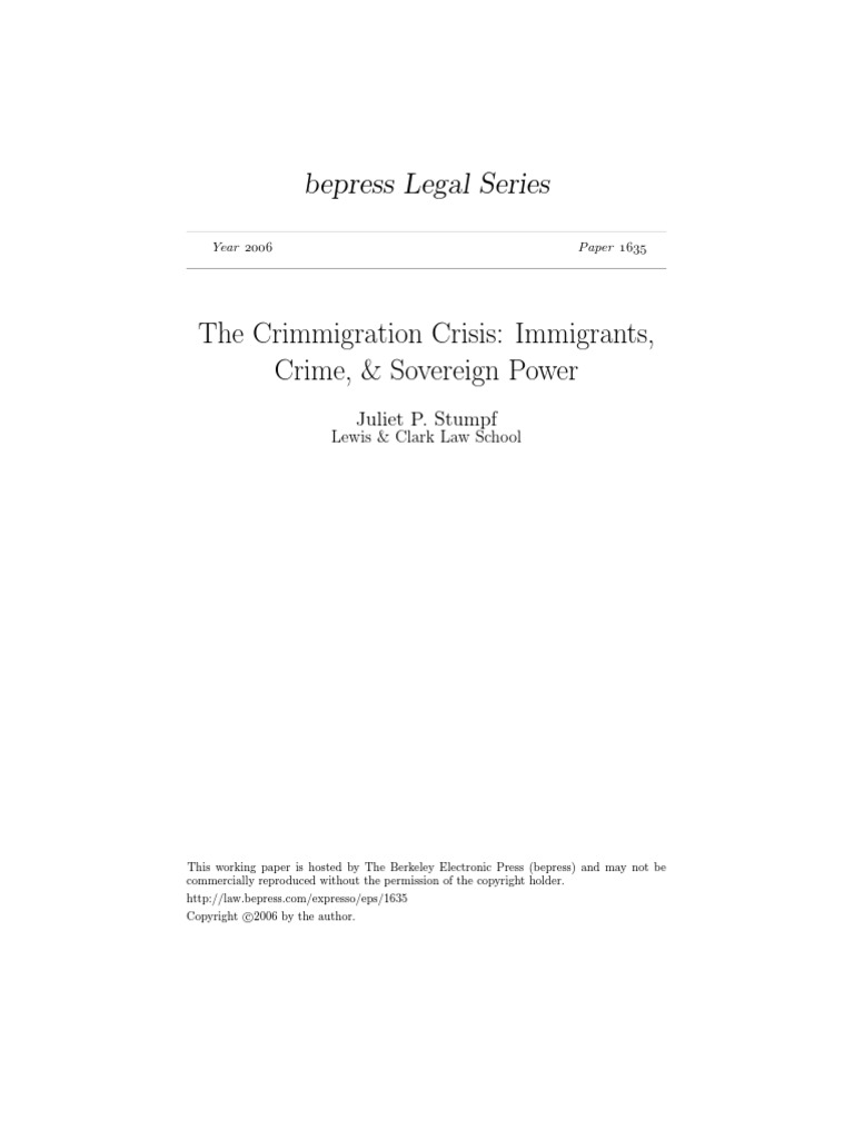 "The Crimmigration Crisis: Immigrants, Crime, & Sovereign Power," by ...