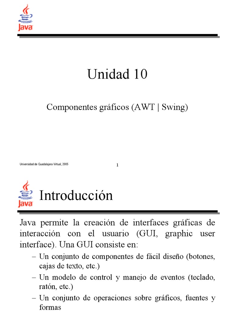 Swing | PDF | Java (lenguaje de programación) | Ventana (informática)