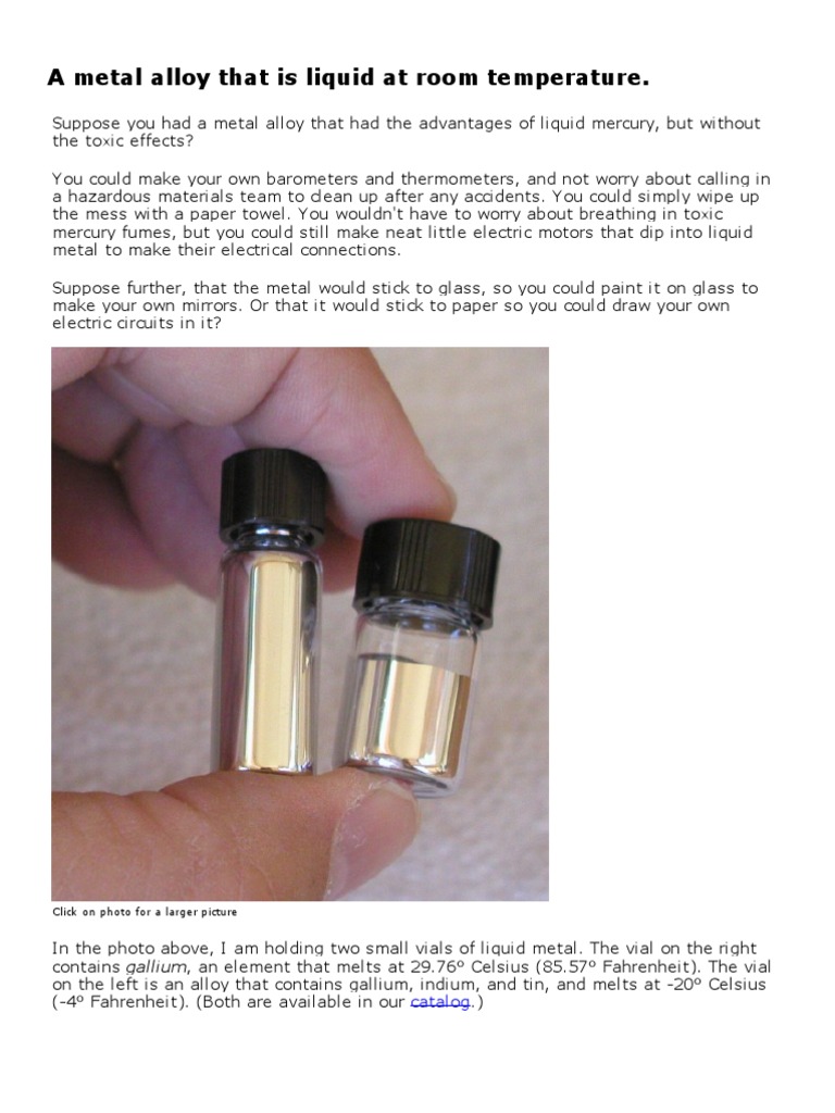 Liquid Metal Alloy Uses and Properties | PDF | Tin | Mirror