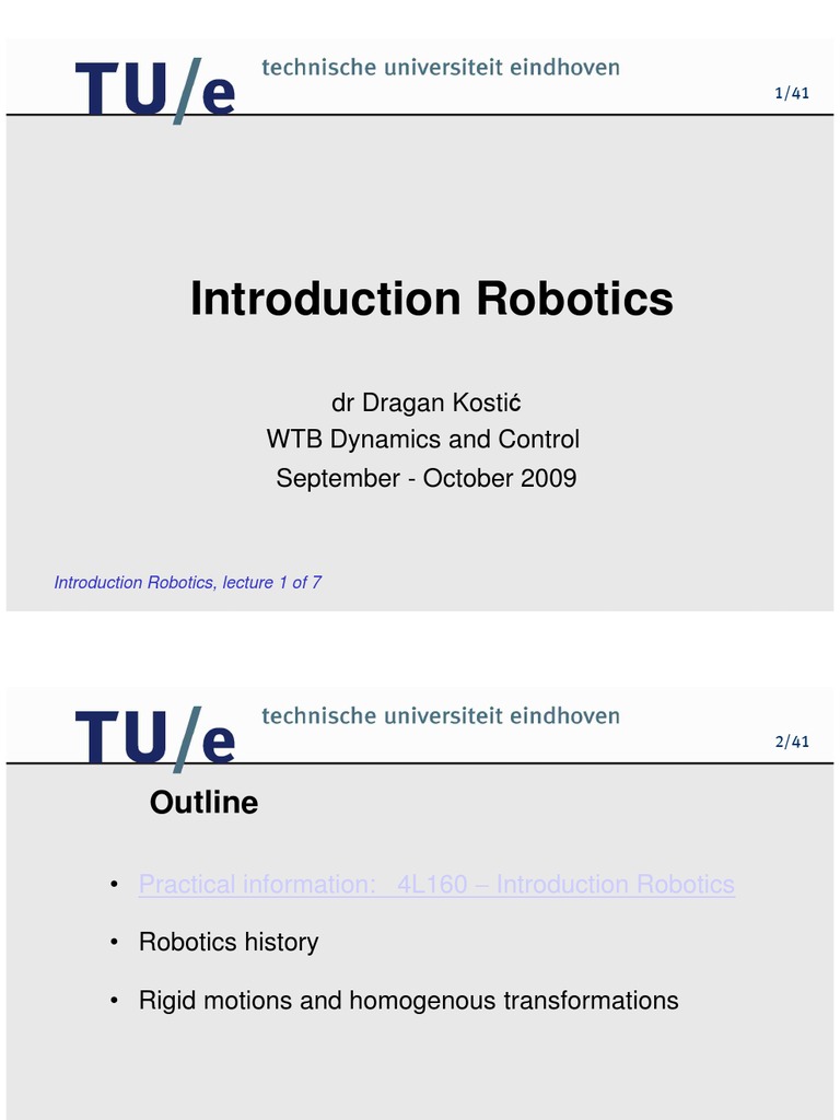 Introduction Robotics Lecture1 | PDF | Rotation | Robot
