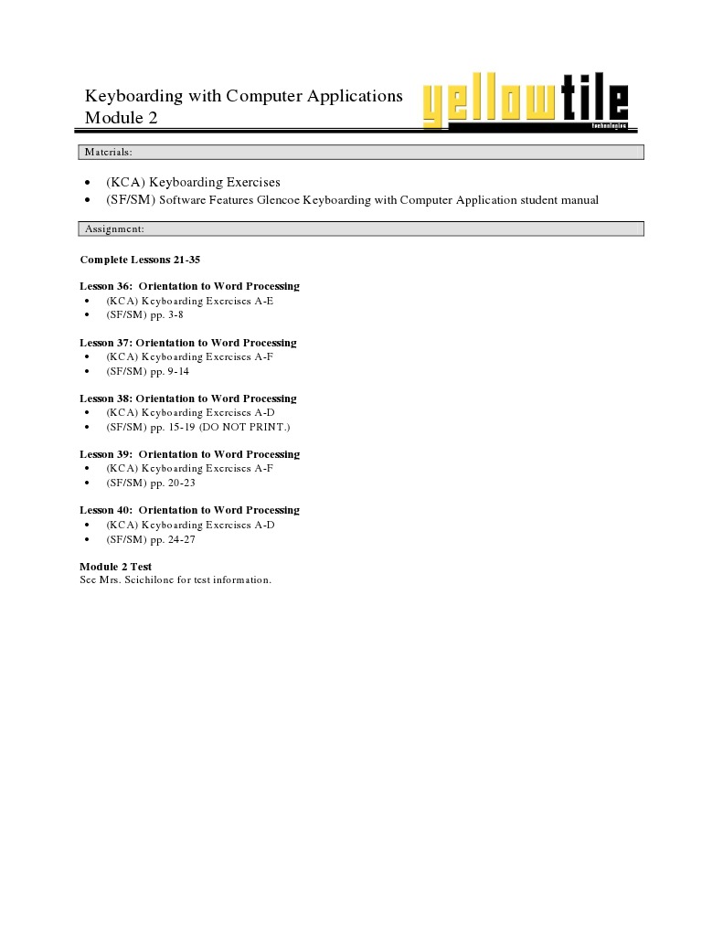 Keyboarding Module 2 Overview | PDF | Teaching Methods & Materials