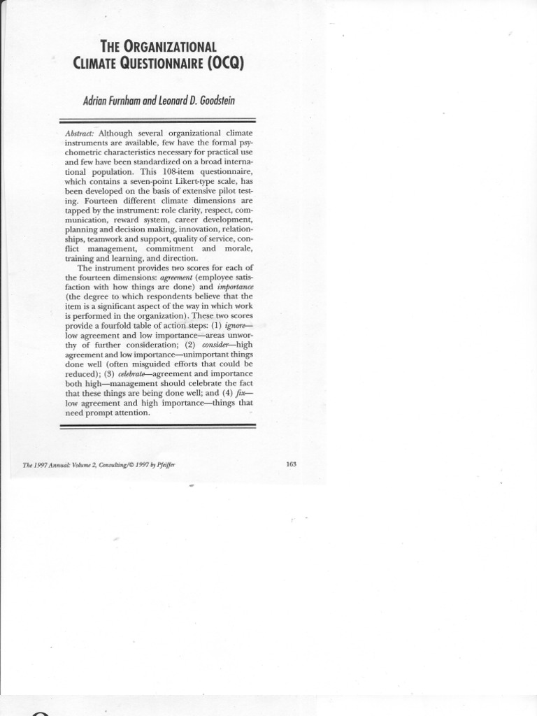 The Organizational Climate Questionnaire | PDF
