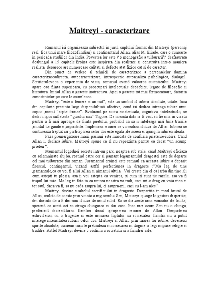 Maitreyi Caracterizare | PDF