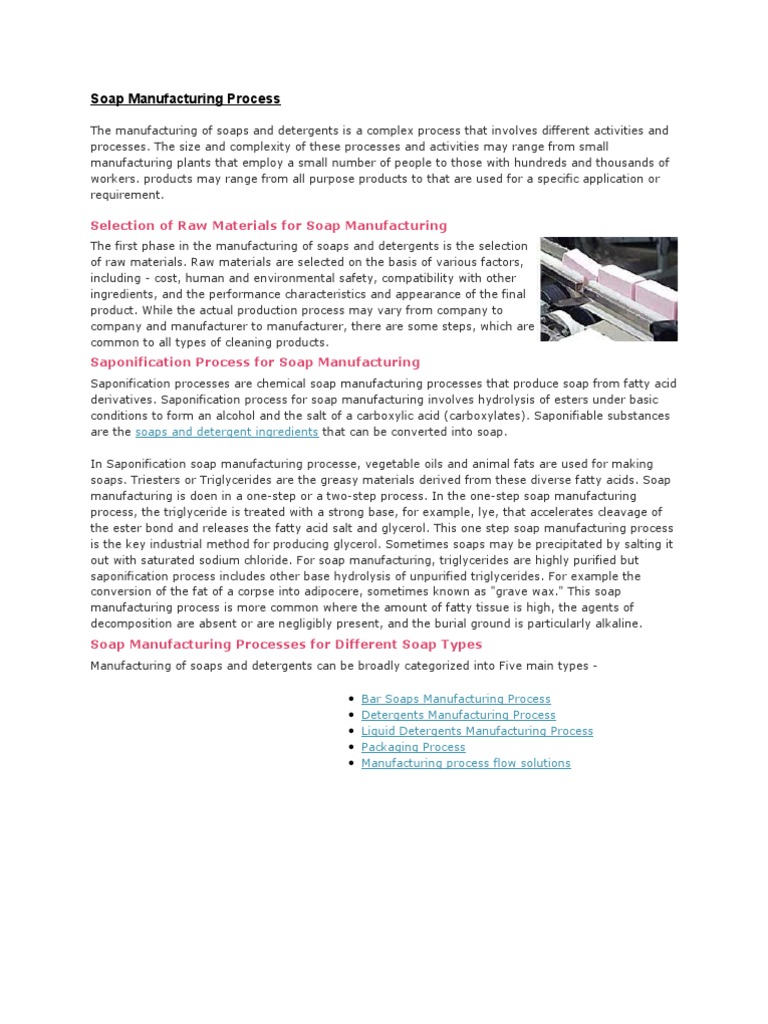 Soap Manufacturing Process | PDF | Soap | Chemical Substances
