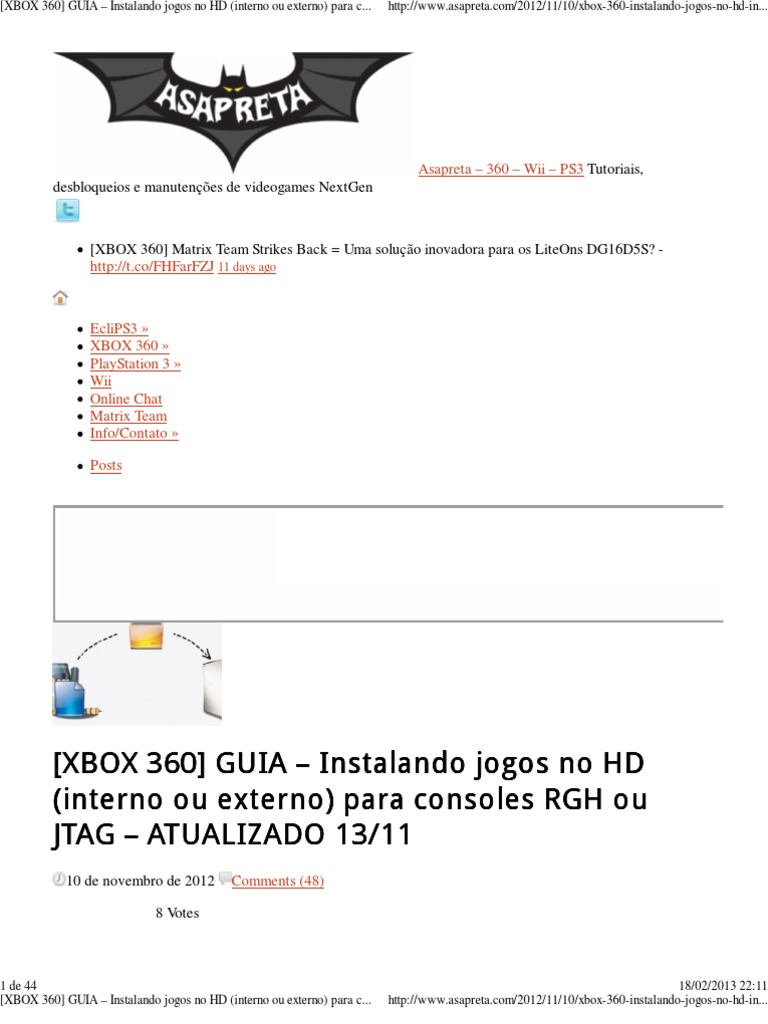 (XBOX 360) GUIA - Instalando Jogos No HD | PDF | Xbox (console) | Drive ...