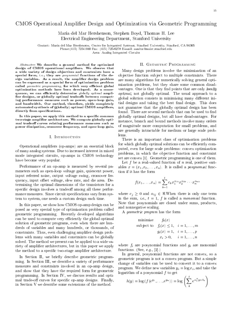 Short Report - Optimal Design of A CMOS Op-Amp Via Geometric ...