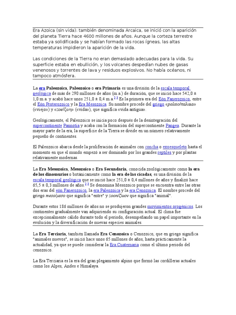 Era Azoica | PDF | Cuaternario | Ciencias de la Tierra