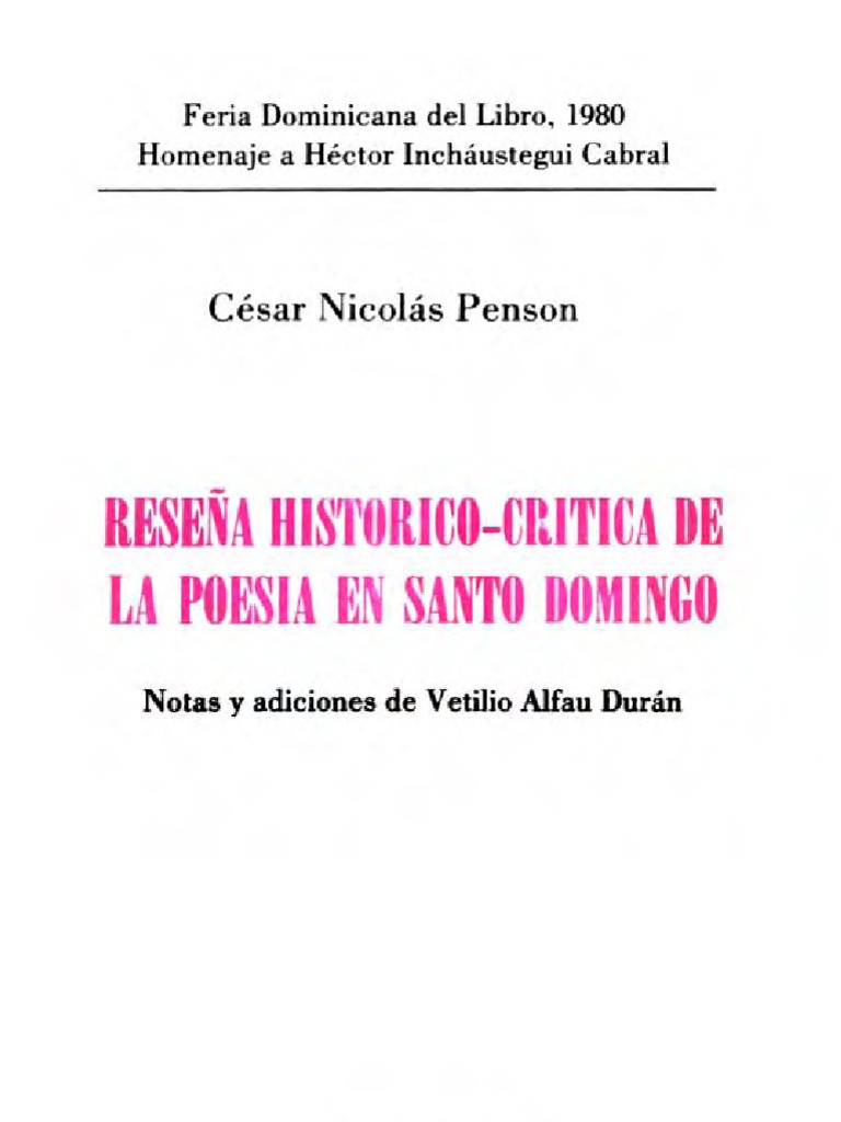 César Nicolás Penson - Reseña Histórico-Crítica de La Poesía en Santo ...