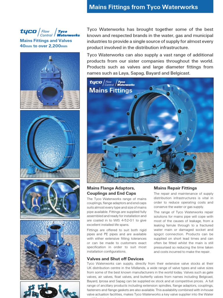 Mains Fittings and Valves Data Sheet | PDF | Valve | Pipe (Fluid ...