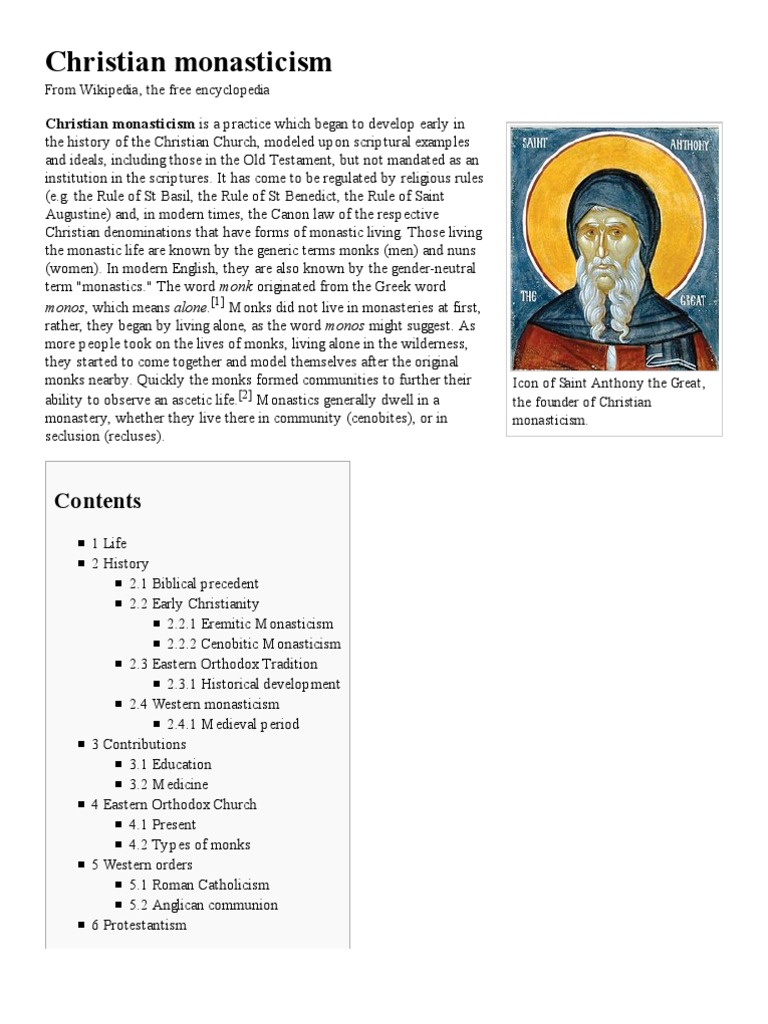 Christian Monasticism - Wikipedia, The Free Encyclopedia | Christian ...