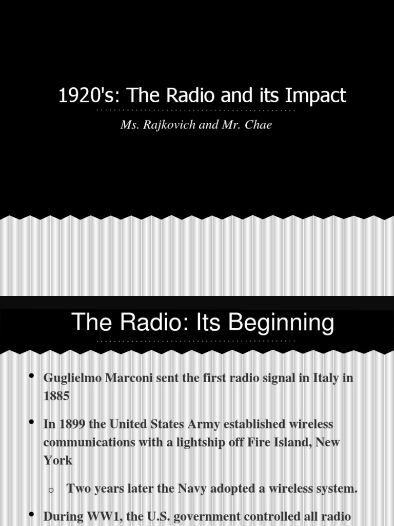 The Radio's Impact in the 1920s | PDF | Communications Technology | New ...