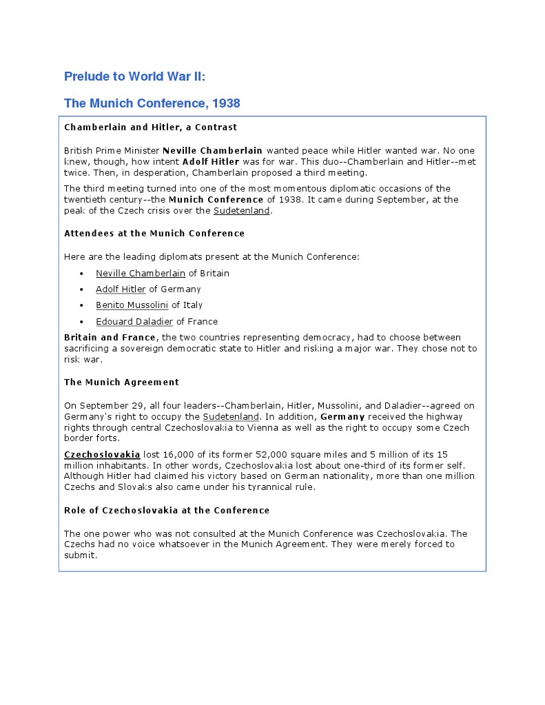 Munich Conference: Prelude to WWII | PDF | Neville Chamberlain | Adolf ...