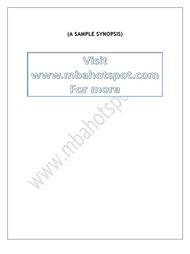 MBA Project Synopsis Template | PDF | Academia | Cognition