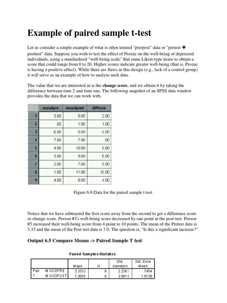 Example of Paired Sample T-Test Analysis | PDF | Student's T Test ...