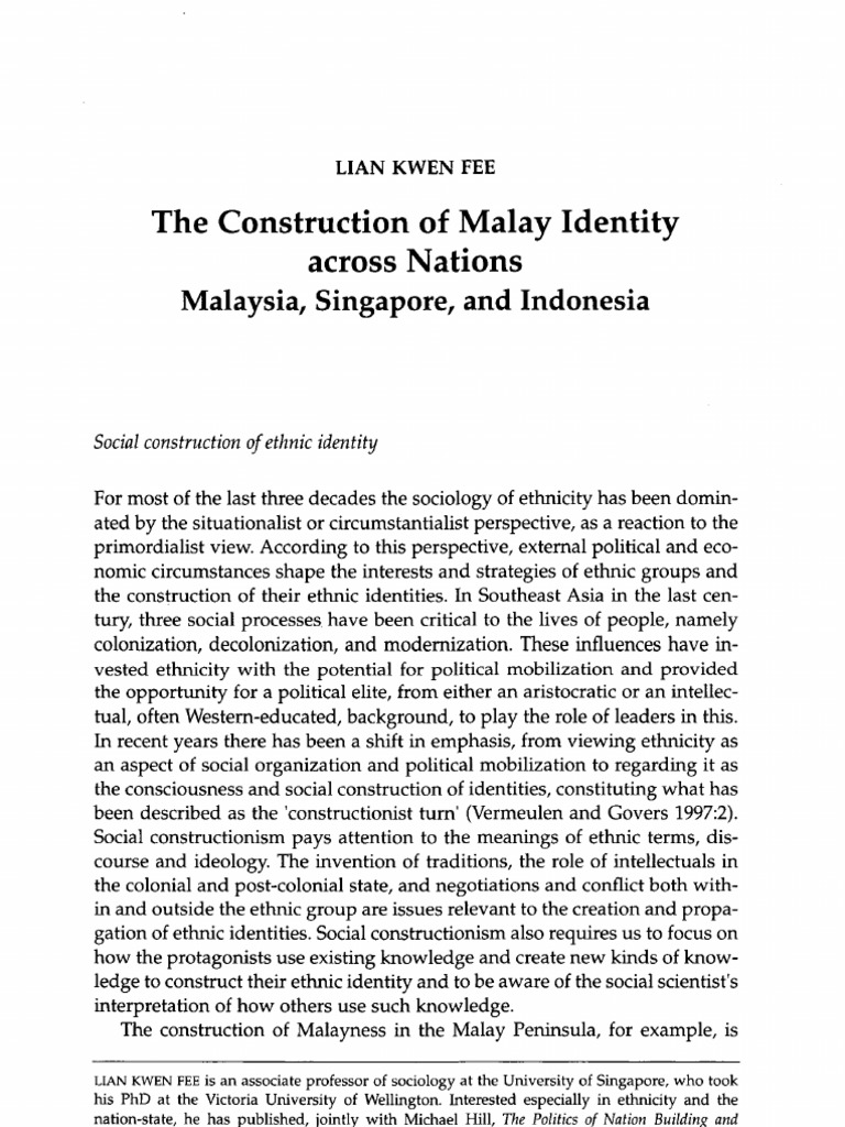 The Construction of Malay Identity Across Nations Malaysia, Singapore ...