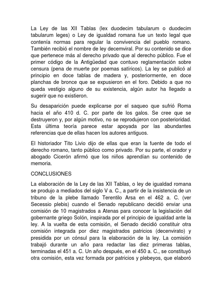 La Ley de Las XII Tablas | PDF | Roma antigua | Información del gobierno
