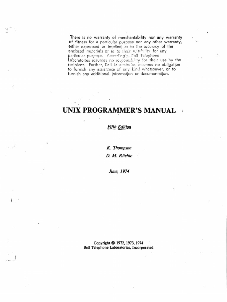 Unix Programmer'S Manual: F Ifth | PDF | Business | Computers